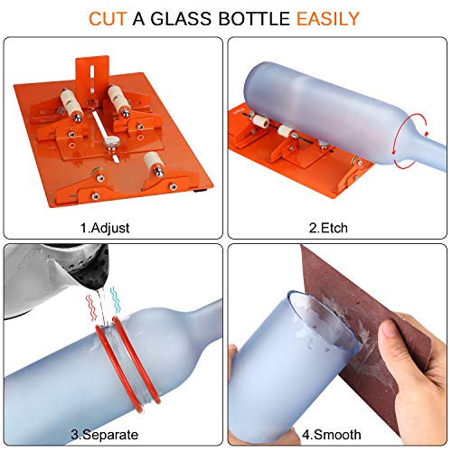 FIXM Glass Bottle Cutter, Updated Version Bottle Cutting Machine for Various Sizes Shapes of Bottle: Round, Square, Oval Bottle and Bottle Neck, Glass Bottle Cutting Tool for DIY Creation