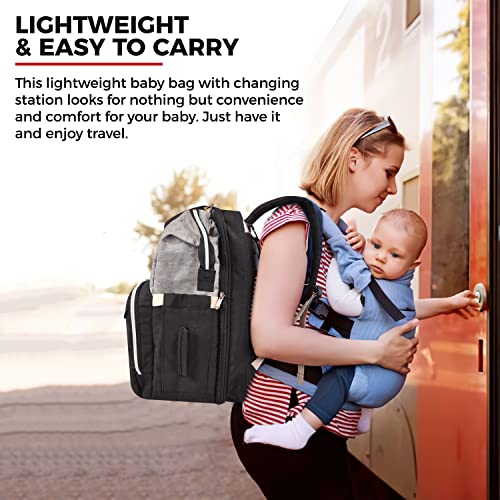 EC CARRY 3 in 1 Diaper Bag Backpack with Changing Station - Multifunction Large Baby Diaper Bags for Boys & Girls - Portable, Spacious & Lightweight Baby Registry Search Newborn Baby essential Gifts