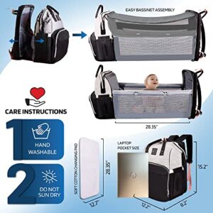 EC CARRY 3 in 1 Diaper Bag Backpack with Changing Station - Multifunction Large Baby Diaper Bags for Boys & Girls - Portable, Spacious & Lightweight Baby Registry Search Newborn Baby essential Gifts