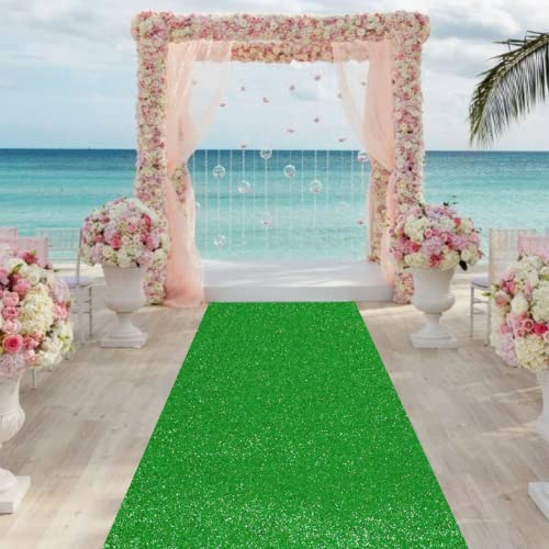 Wedding Aisle Runner Green Sequin Aisle Runner for Wedding Ceremony 4FTx15FT Wedding Runner Aisle Runway Glitter Aisle Runners for Parties Wedding Accessories Aisle Carpet for Bridal Shower Decor