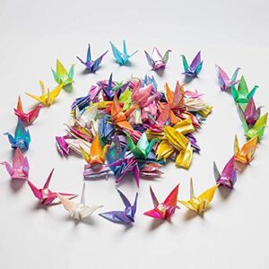 100pcs origami birds glitter rainbow premade origami paper cranes folded birds confetti for birthday party decorations origami cranes garland for valentine’s day wedding baby shower party favors