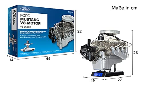 Ford 1965 Mustang V8 Engine Model Kit - Working Model Motor with Collector's Handbook