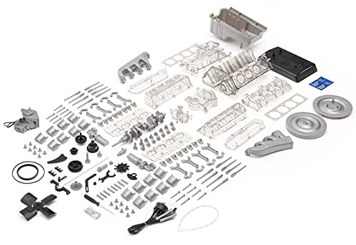 Ford 1965 Mustang V8 Engine Model Kit - Working Model Motor with Collector's Handbook