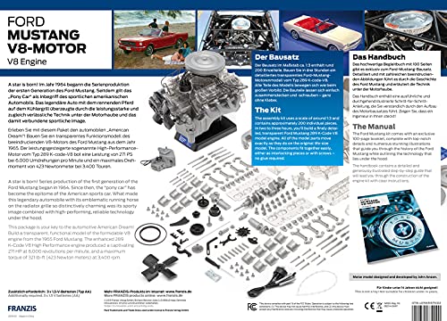 Ford 1965 Mustang V8 Engine Model Kit - Working Model Motor with Collector's Handbook