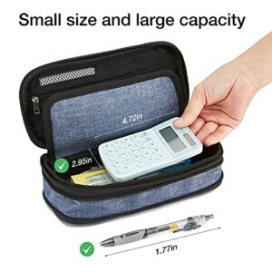 FLUGGER Large Capacity Pencil Case 3 Grids Mens Pencil Case Storage Simple Stationery Bag, Suitable for Teenagers Blue Pencil Case.