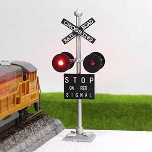 JTD876RP 1 Set HO Scale Railroad Train/Track Crossing Sign 4 Heads LED Made + Circuit Board Flasher-Flashing Red Train Signal Lights Decoration and Party