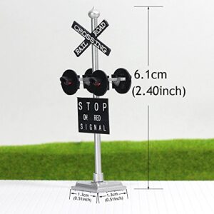 JTD876RP 1 Set HO Scale Railroad Train/Track Crossing Sign 4 Heads LED Made + Circuit Board Flasher-Flashing Red Train Signal Lights Decoration and Party