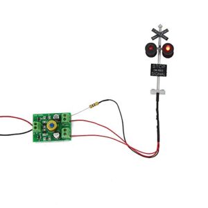 JTD876RP 1 Set HO Scale Railroad Train/Track Crossing Sign 4 Heads LED Made + Circuit Board Flasher-Flashing Red Train Signal Lights Decoration and Party