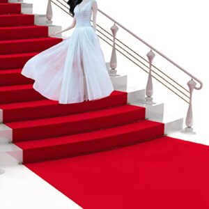 dofopo red carpet runner for party, 200gsm thick red aisle runner, 33ft non slip red runway rug for wedding ceremony movie theme party proposal decorations