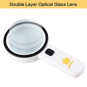 30X Magnifying Glass with Light (12 LED & 1 UV), High Grade Large Illuminated Magnifier for Seniors, Reading Tiny Labels & Prints, Hobby, Inspections, Macular Degeneration, HQ Gift Box(Included)