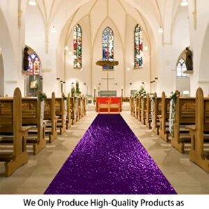 Purple Aisle Runner for Wedding 15FTx2FT Sequin Aisle Runner for Bride Glitter Sequin Fabric Aisle Runner for Wedding Ceremony Outside Royal Purple Carpet Aisle Runner for Party Graduation Birthday