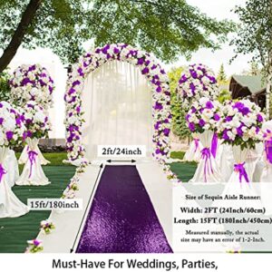 Purple Aisle Runner for Wedding 15FTx2FT Sequin Aisle Runner for Bride Glitter Sequin Fabric Aisle Runner for Wedding Ceremony Outside Royal Purple Carpet Aisle Runner for Party Graduation Birthday