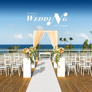 EZLucky Aisle Runner for Wedding Ceremony 3X100ft Includes Pull String, White Wave Scroll Pattern Carpet Runner for Wedding Ceremony, Party, Christmas Decorations, Indoor & Outdoor 40gsm Thickness