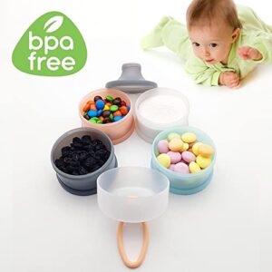 LADISO Baby Formula Dispenser, Formula Container, Portable Milk Powder Container, Non-Spill Stackable Baby Snack Storage Container, Baby Feeding Travel Storage Container, BPA Free, 4 Layers 2 Packs