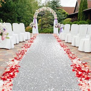 aisle runners for weddings aisle runner sequin aisle runner 4ftx15ft aisle runner for wedding ceremony runner rug for hallway carpet runner for grass outdoor indoor party (4ftx15ft, silver)