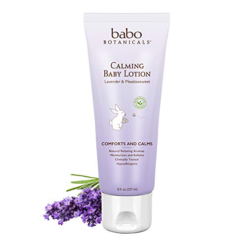 Babo Botanicals Calming Lotion with French Lavender and Organic Meadowsweet, Non-Greasy, Hypoallergenic, Vegan, for Babies, Kids or Sensitive Skin - 8 oz.