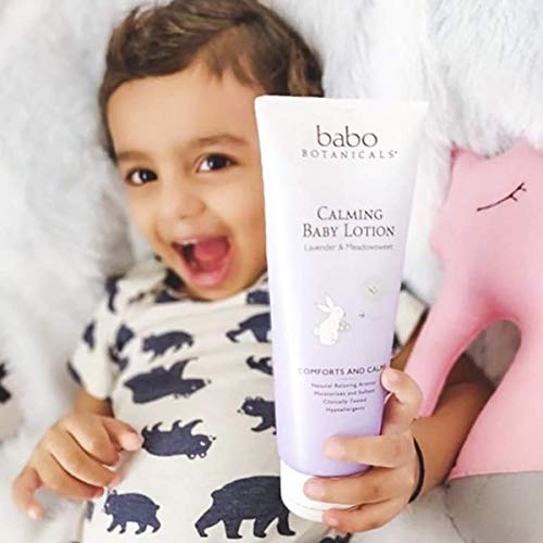 Babo Botanicals Calming Lotion with French Lavender and Organic Meadowsweet, Non-Greasy, Hypoallergenic, Vegan, for Babies, Kids or Sensitive Skin - 8 oz.