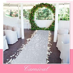 Sequin Aisle Runner for Weddings 2 x 15 ft Glitter Wedding Rug Runner with Carpet Tape Sparkly Wedding Outdoor Floor Runner Floor Carpet Runner for Prom Ceremony Event Party Decoration (Silver)