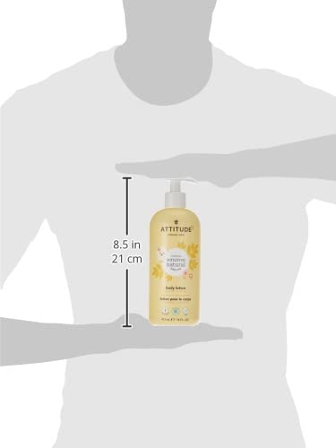 ATTITUDE Body Lotion for Baby, EWG Verified, Plant and Mineral-Based Ingredients, Vegan and Cruelty-free Personal Care Products, Hypoallergenic, Sensitive Skin, Unscented, 16 Fl Oz (60856)