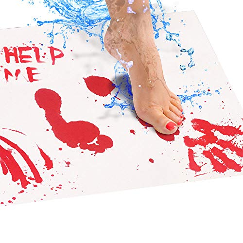 Bloody Bath Mat - The Original Color Changing Sheet That Turns Red When Wet – Funny Gag Gifts - Footprints Disappear Like Magic – Novelty Prank Gifts (40"x17")