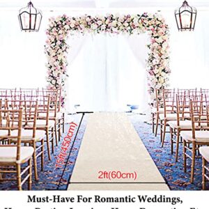 Aisle Runner for Wedding 15FTx2FT Sequin Aisle Runner Indoor Outdoor Ceremonies Decor Ivory Carpet Runner Church Runner Wedding Walkway Carpet Runner Rugs Aisle Runner Sequins (2FTx15FT, Ivory)