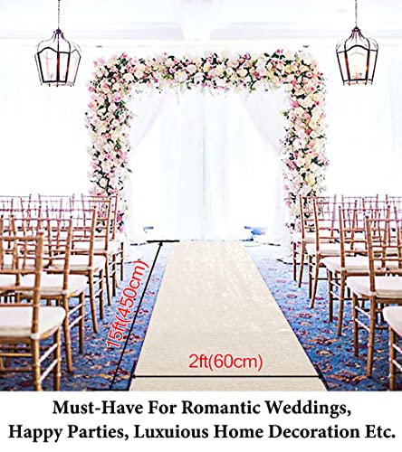 Aisle Runner for Wedding 15FTx2FT Sequin Aisle Runner Indoor Outdoor Ceremonies Decor Ivory Carpet Runner Church Runner Wedding Walkway Carpet Runner Rugs Aisle Runner Sequins (2FTx15FT, Ivory)