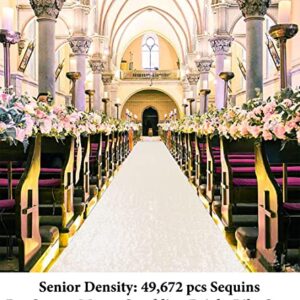 Aisle Runner for Wedding 15FTx2FT Sequin Aisle Runner Indoor Outdoor Ceremonies Decor Ivory Carpet Runner Church Runner Wedding Walkway Carpet Runner Rugs Aisle Runner Sequins (2FTx15FT, Ivory)