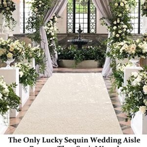 Aisle Runner for Wedding 15FTx2FT Sequin Aisle Runner Indoor Outdoor Ceremonies Decor Ivory Carpet Runner Church Runner Wedding Walkway Carpet Runner Rugs Aisle Runner Sequins (2FTx15FT, Ivory)