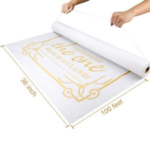 Venker Wedding Decorations Aisle Runner for Outdoor and Indoor, Gold Printing,100ft X3ft,Polyester Paper Convenient for Single Use