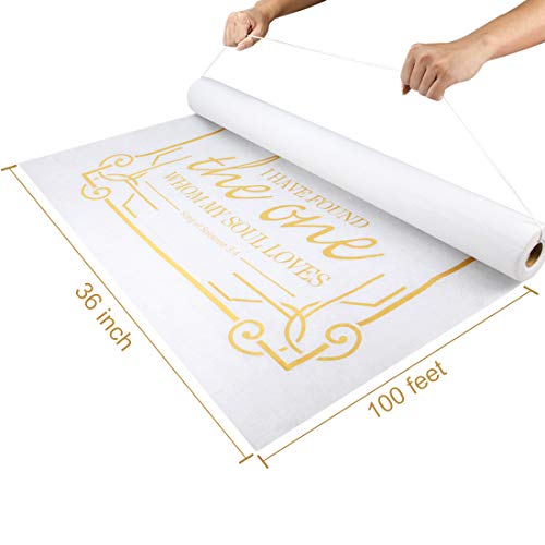 Venker Wedding Decorations Aisle Runner for Outdoor and Indoor, Gold Printing,100ft X3ft,Polyester Paper Convenient for Single Use