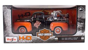 maisto 1:24 w/b harley davidson 1948 ford f1 pick up & flh duo glide 1958