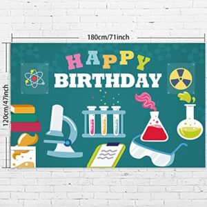 Science Happy Birthday Banner Backdrop Chemistry Theme Decor Decorations for School Science Laboratory Lab Science Classroom Boy Girl Kid Birthday Party Baby Shower Supplies Favors Photo Booth Props