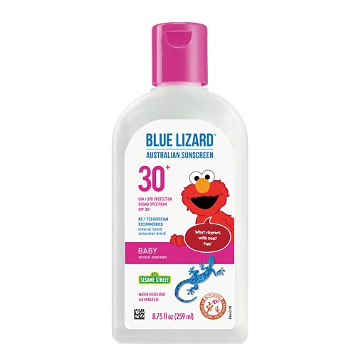 Blue Lizard Baby Mineral Sunscreen with Zinc Oxide, SPF 30+, Water Resistant, UVA/UVB Protection with Smart Bottle Technology - Fragrance Free, 8.75 oz