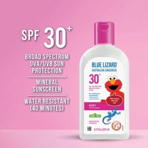 Blue Lizard Baby Mineral Sunscreen with Zinc Oxide, SPF 30+, Water Resistant, UVA/UVB Protection with Smart Bottle Technology - Fragrance Free, 8.75 oz