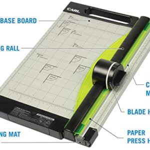 CARL 12 inch-Green Friendly, Professional Rotary Paper Trimmer, 12-inch, 15 Sheet Cutting Capacity, Black and Silver