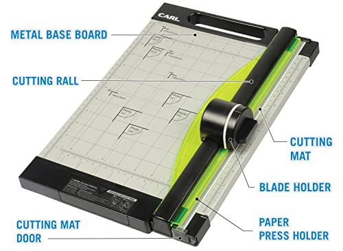 CARL 12 inch-Green Friendly, Professional Rotary Paper Trimmer, 12-inch, 15 Sheet Cutting Capacity, Black and Silver