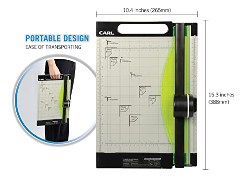 CARL 12 inch-Green Friendly, Professional Rotary Paper Trimmer, 12-inch, 15 Sheet Cutting Capacity, Black and Silver