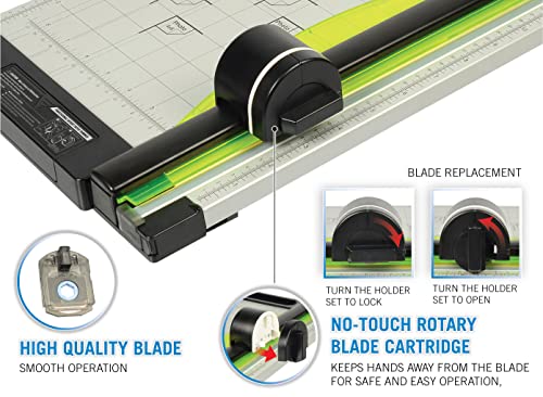 CARL 12 inch-Green Friendly, Professional Rotary Paper Trimmer, 12-inch, 15 Sheet Cutting Capacity, Black and Silver