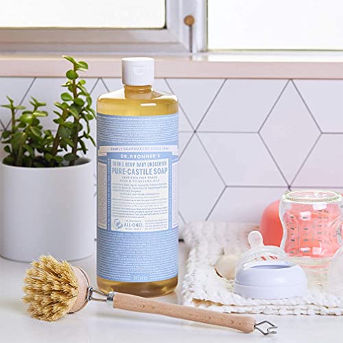 Dr. Bronner's Pure-Castile Liquid Soap – Baby Unscented Bundle. 32 oz. Bottle and 2 oz. Travel Bottle