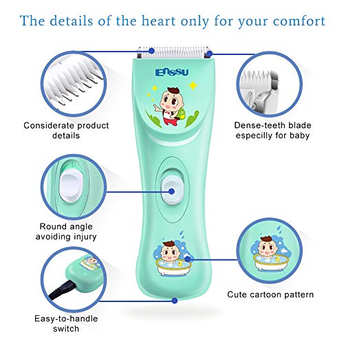 ENSSU Quiet Baby Hair Clippers, Lower Noise Haircut Trimmers for Children with Autism and Sensory Sensitivity, Babies Infant Kids Waterproof Hair Cutting Kits