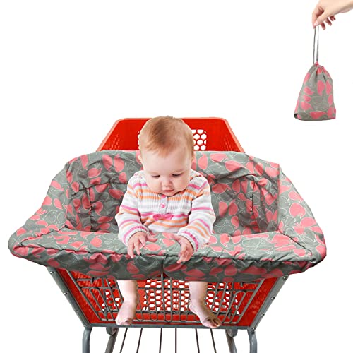 Pozico Portable Shopping Cart Cover for Baby & High Chair Cover, Machine Washable Replaceable Cart Cover for Babies, Infant, Toddler, Boy or Girl(Whales, Grey)