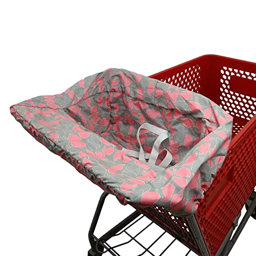 Pozico Portable Shopping Cart Cover for Baby & High Chair Cover, Machine Washable Replaceable Cart Cover for Babies, Infant, Toddler, Boy or Girl(Whales, Grey)