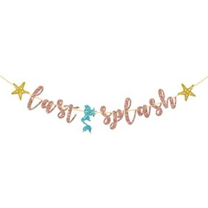 halodete last splash banner, mermaid theme bridal shower, wedding bachelorette party garland bunting decorations – rose gold glitter