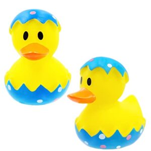 The Dreidel Company Happy Easter Rubber Duck Toy Bunny Rabbit Duckies for Kids Easter Eggs, Bath Birthday Gifts Baby Showers Summer Beach and Pool Activity, 2" (6 Pack)