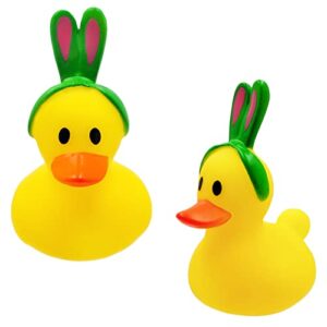 The Dreidel Company Happy Easter Rubber Duck Toy Bunny Rabbit Duckies for Kids Easter Eggs, Bath Birthday Gifts Baby Showers Summer Beach and Pool Activity, 2" (6 Pack)