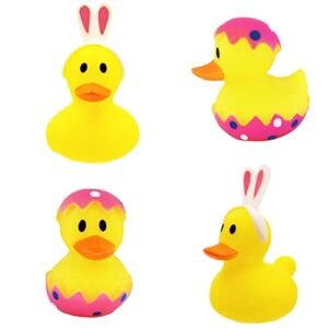 The Dreidel Company Happy Easter Rubber Duck Toy Bunny Rabbit Duckies for Kids Easter Eggs, Bath Birthday Gifts Baby Showers Summer Beach and Pool Activity, 2" (6 Pack)