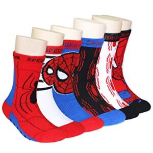 Marvel Super Hero Adventures Spider-Man Baby Toddler Boys 6 pack Socks with Grippers (5-7 yrs, Red/Blue)