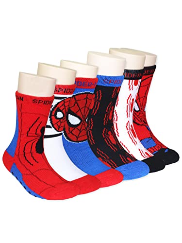 Marvel Super Hero Adventures Spider-Man Baby Toddler Boys 6 pack Socks with Grippers (5-7 yrs, Red/Blue)