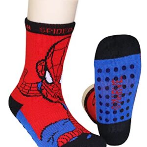 Marvel Super Hero Adventures Spider-Man Baby Toddler Boys 6 pack Socks with Grippers (5-7 yrs, Red/Blue)