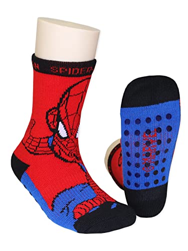 Marvel Super Hero Adventures Spider-Man Baby Toddler Boys 6 pack Socks with Grippers (5-7 yrs, Red/Blue)